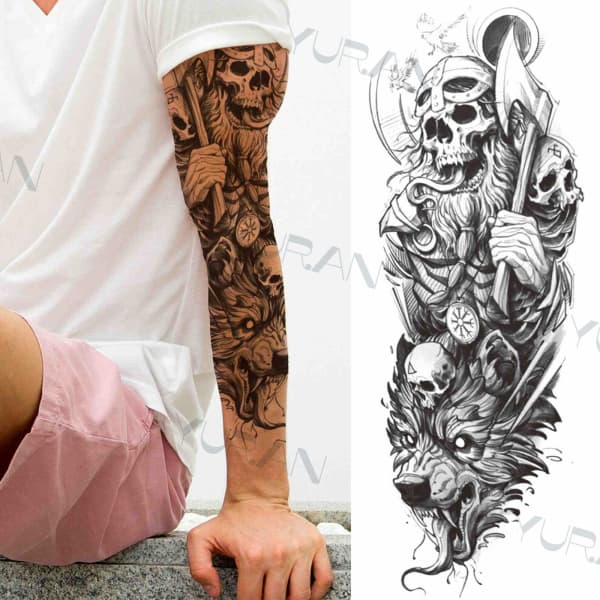 Viking Skull Temporary Tattoo - CrewSkull®